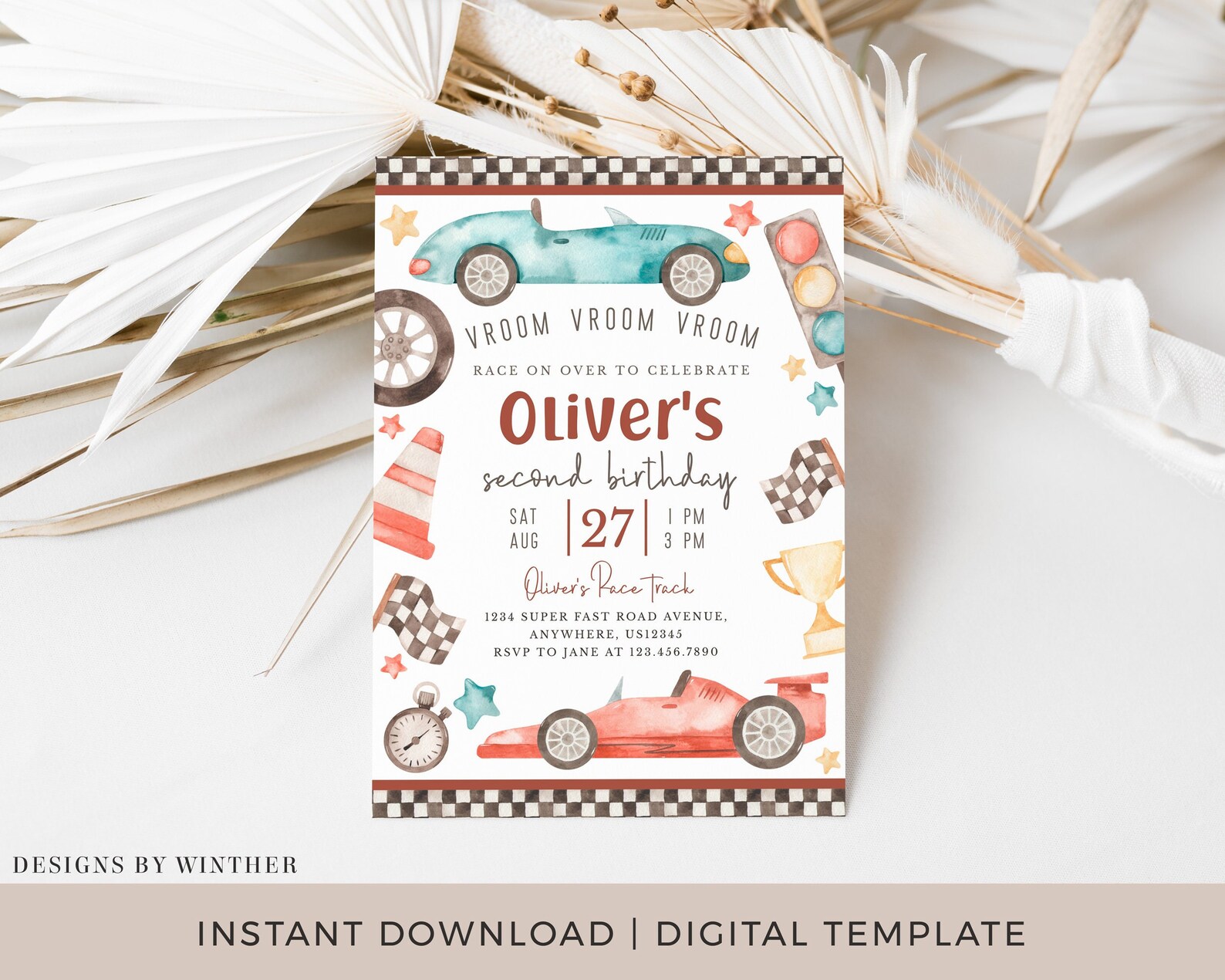 Editable Race Car Birthday Invitation Race Track Party - Etsy