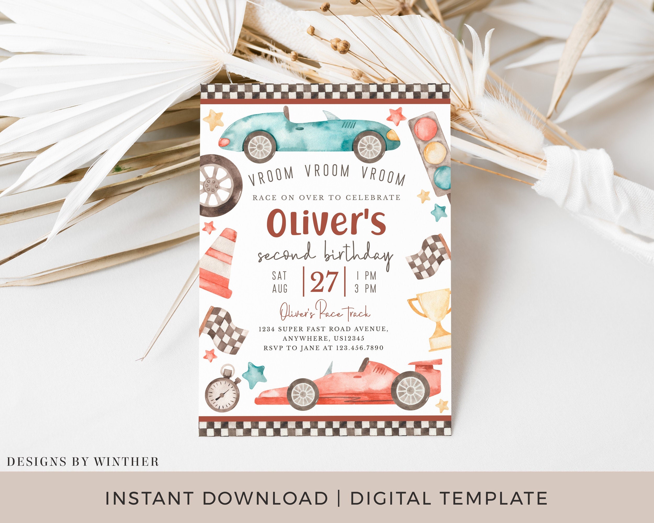 Editable Race Car Birthday Invitation Race Track Party - Etsy Australia