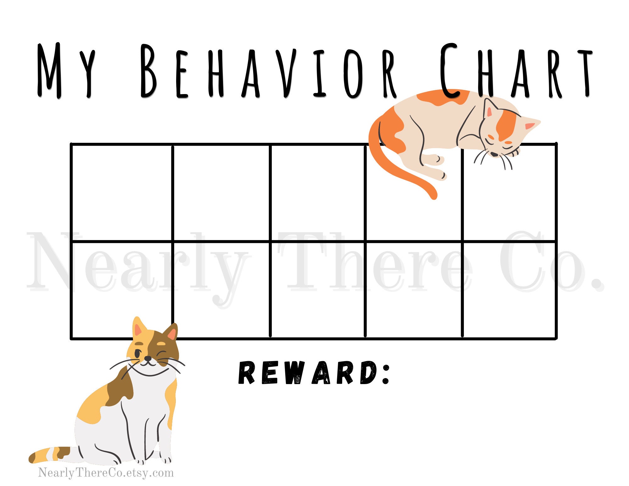 Behavior/reward Chart for Children - Cat - PDF Download - Etsy