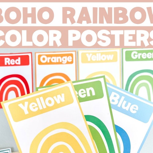 Boho Rainbow Number Posters Classroom Decor Classroom - Etsy