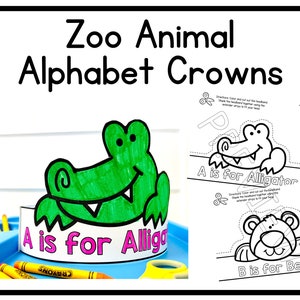 Zoo Animal Crafts for Kids Alphabet Crowns - Etsy