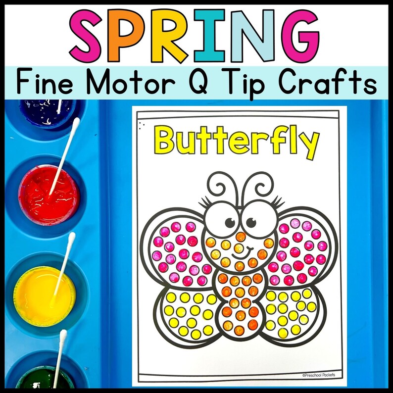 Spring Kids Crafts Q Tip Painting Fine Motor Activity - Etsy
