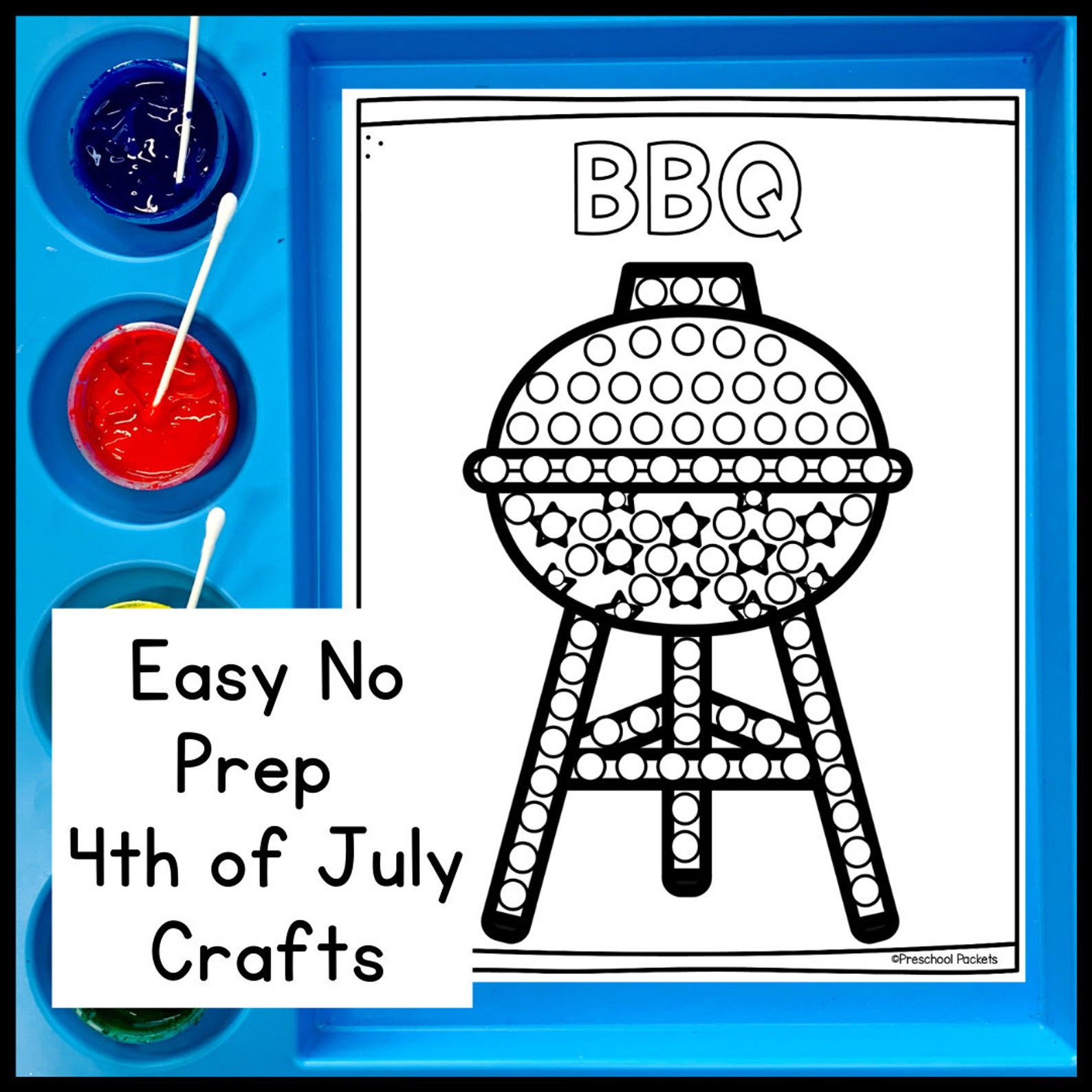 4th of July Kids Crafts Q Tip Painting Fine Motor Activity - Etsy