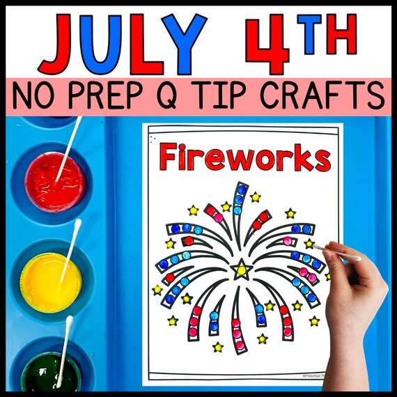 4th of July Kids Crafts Q Tip Painting Fine Motor Activity - Etsy
