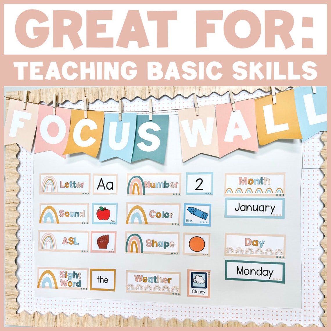 Boho Rainbow Classroom Decor Preschool Focus Wall - Etsy