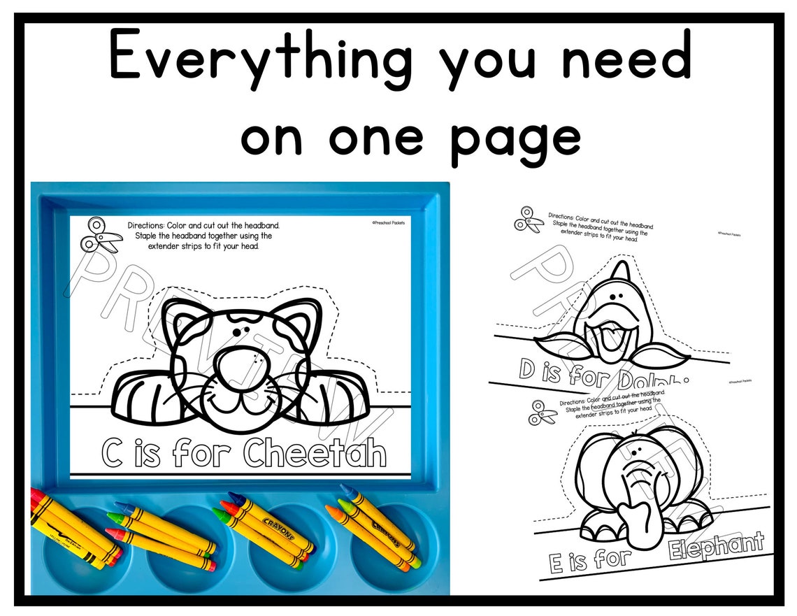 Zoo Animal Crafts for Kids Alphabet Crowns - Etsy