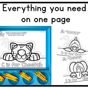 Zoo Animal Crafts for Kids Alphabet Crowns - Etsy