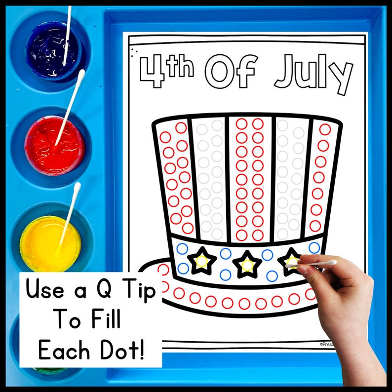 4th of July Kids Crafts Q Tip Painting Fine Motor Activity - Etsy