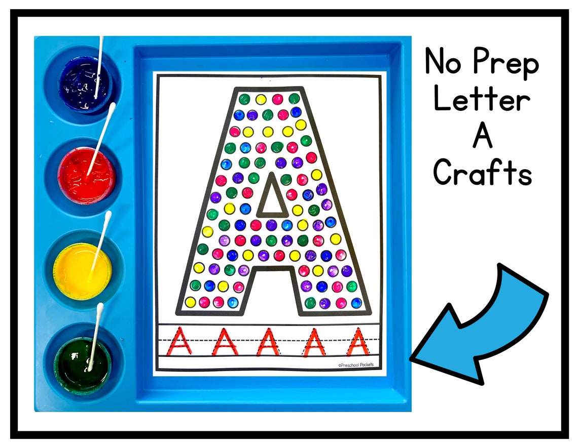Letter A Alphabet Crafts Q Tip Painting Fine Motor Skills - Etsy