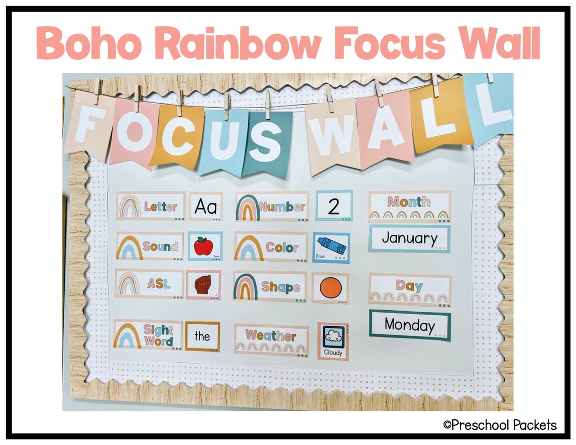 Boho Rainbow Classroom Decor Preschool Focus Wall - Etsy