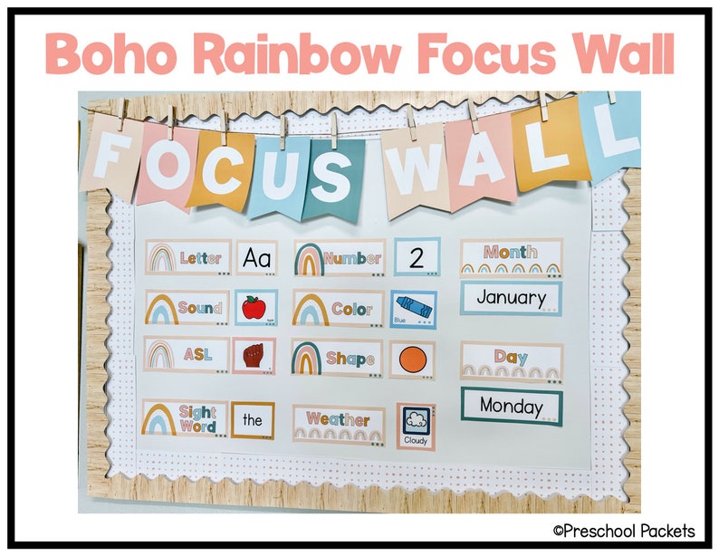 Boho Rainbow Classroom Decor Preschool Focus Wall - Etsy