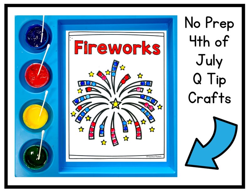 4th of July Kids Crafts Q Tip Painting Fine Motor Activity - Etsy