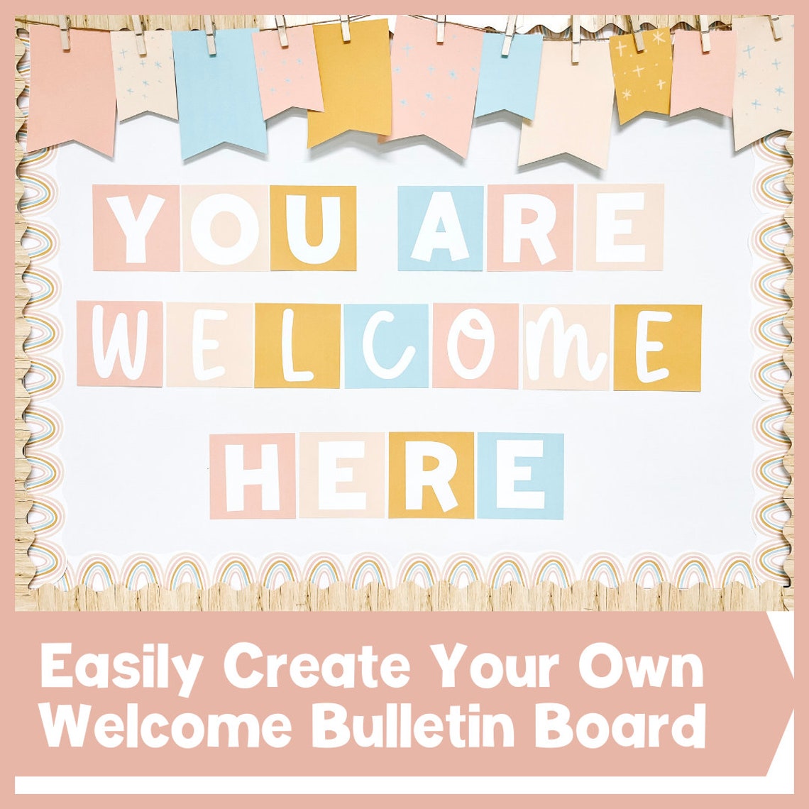 Welcome Boho Rainbow Back to School Bulletin Board - Etsy