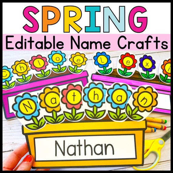 Spring Flower Editable Name Craft Preschool Printable Paper - Etsy