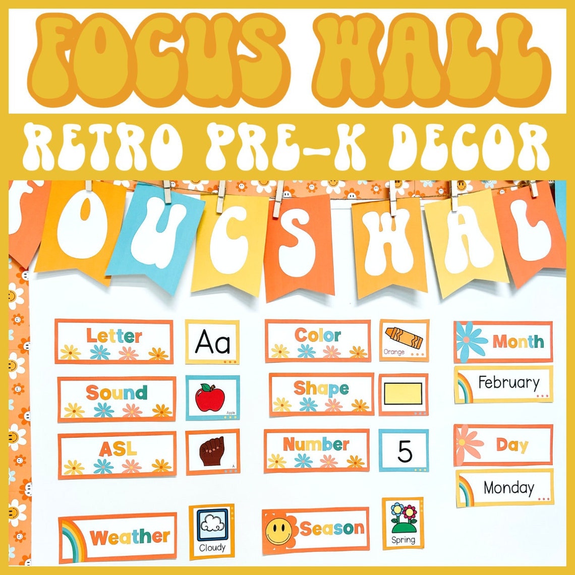 Retro Classroom Decor Preschool Focus Wall - Etsy
