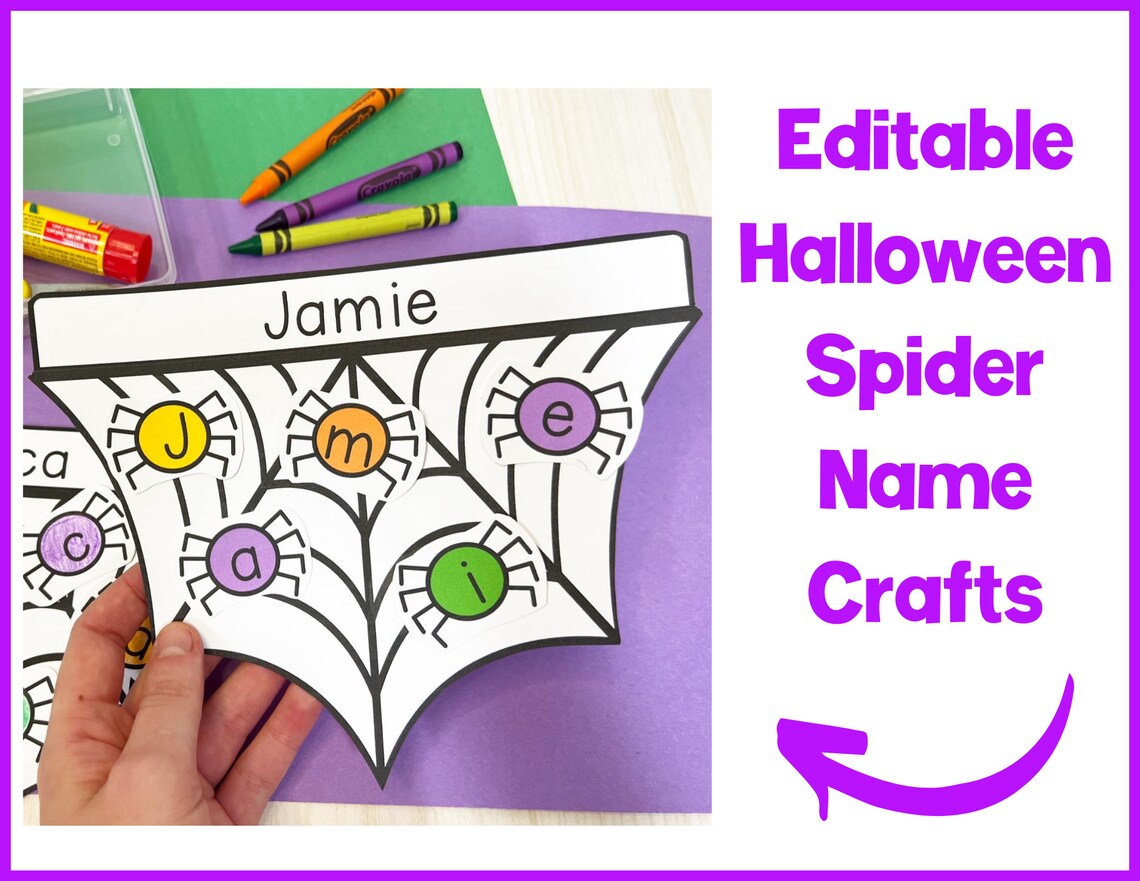 Halloween Name Craft Editable Spider Web Crafts for Kids - Etsy