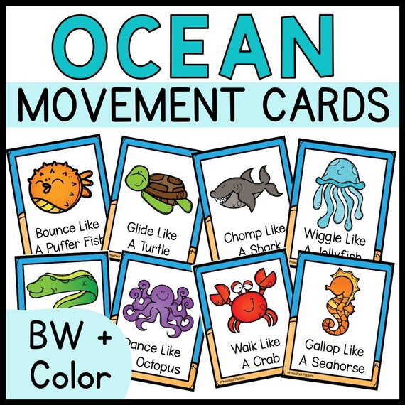 Ocean Animals Movement Cards Brain Breaks for Kids - Etsy
