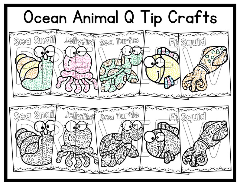 Q Tip Painting Fine Motor Activities Ocean Animals Kids Crafts - Etsy