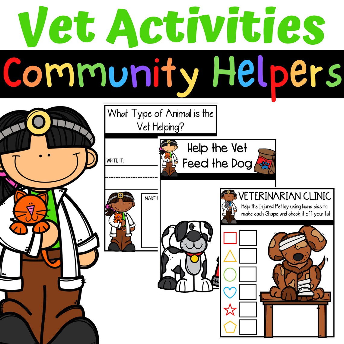 Veterinarian Printable Activities Community Helper Preschool | Etsy