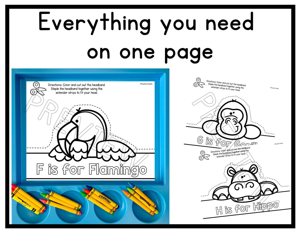 Zoo Animal Crafts for Kids Alphabet Crowns - Etsy