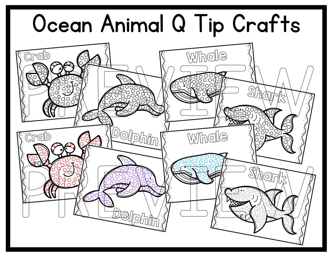 Q Tip Painting Fine Motor Activities Ocean Animals Kids Crafts - Etsy