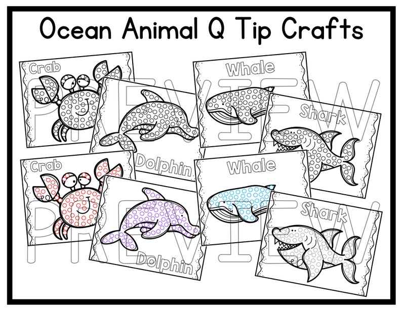 Q Tip Painting Fine Motor Activities Ocean Animals Kids Crafts - Etsy