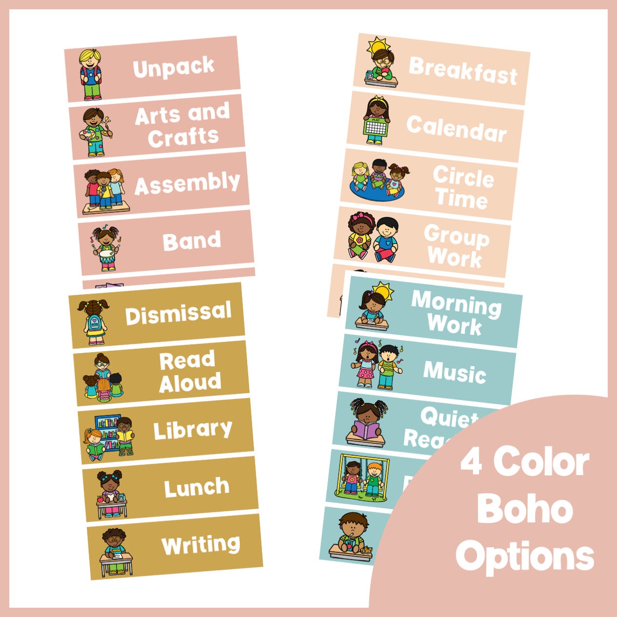 Boho Rainbow Classroom Daily Visual Schedule Editable - Etsy
