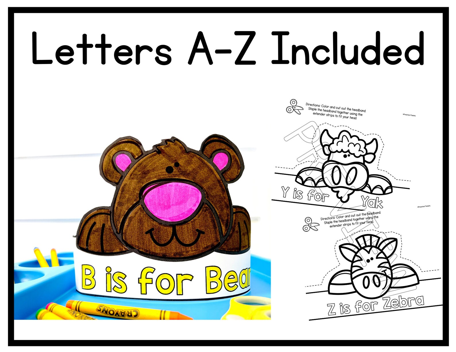 Zoo Animal Crafts for Kids Alphabet Crowns - Etsy