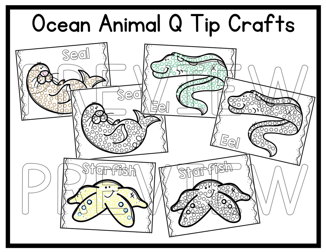 Q Tip Painting Fine Motor Activities Ocean Animals Kids Crafts - Etsy