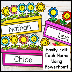 Spring Flower Editable Name Craft Preschool Printable Paper - Etsy