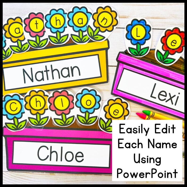 Spring Flower Editable Name Craft Preschool Printable Paper - Etsy