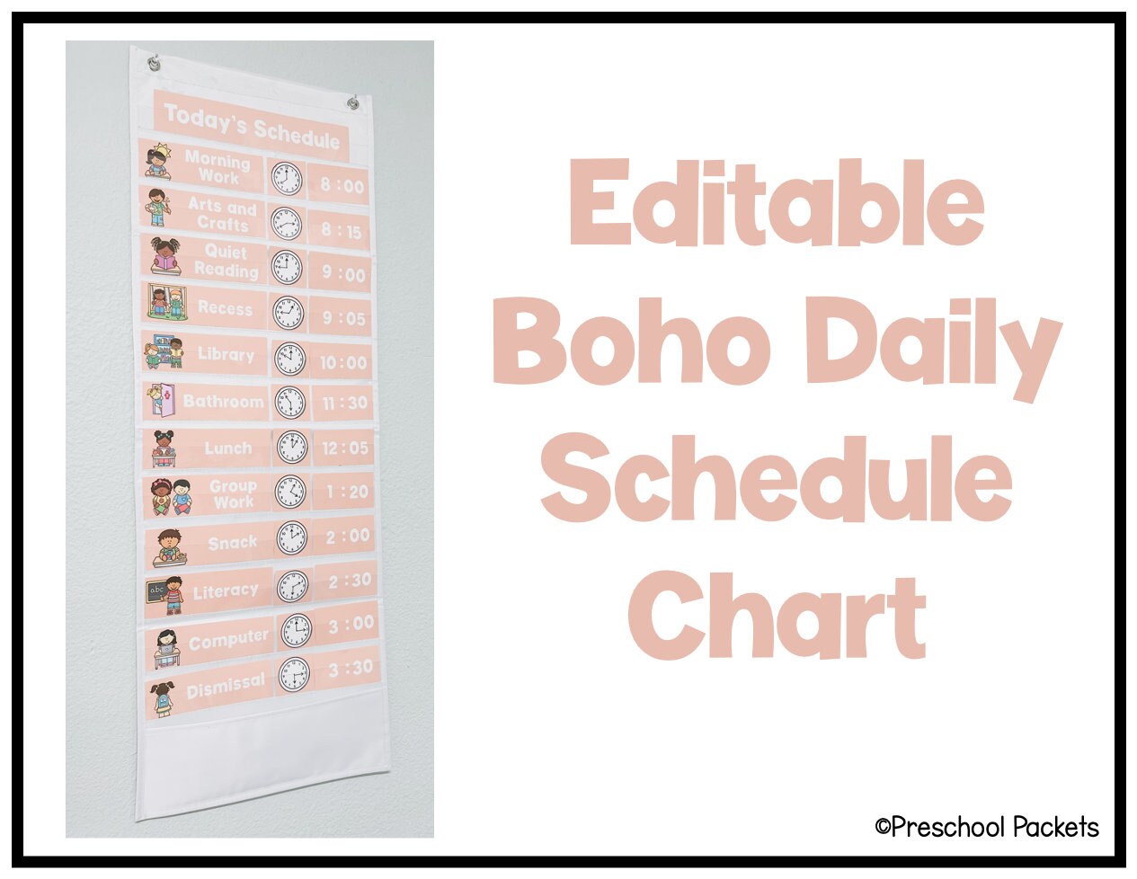 Boho Rainbow Classroom Daily Visual Schedule Editable - Etsy