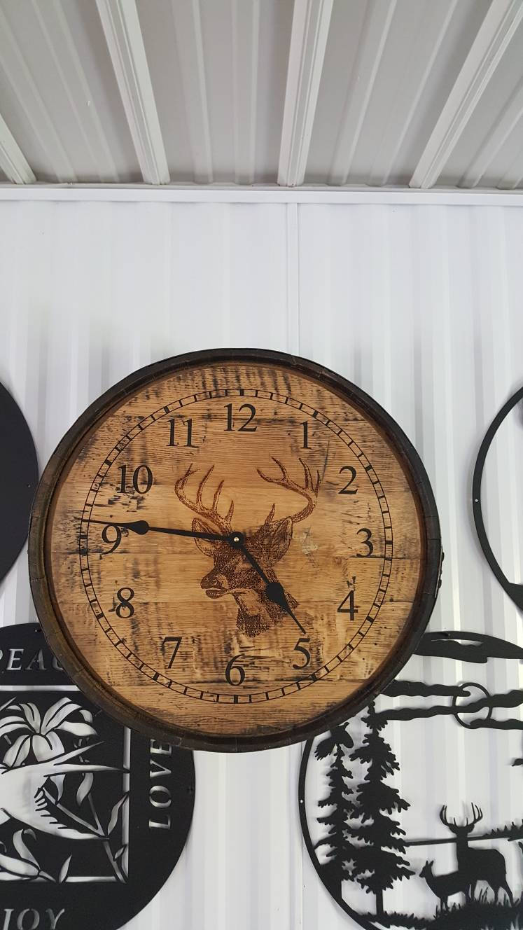 Whiskey Barrel Clock whitetail Deer - Etsy UK