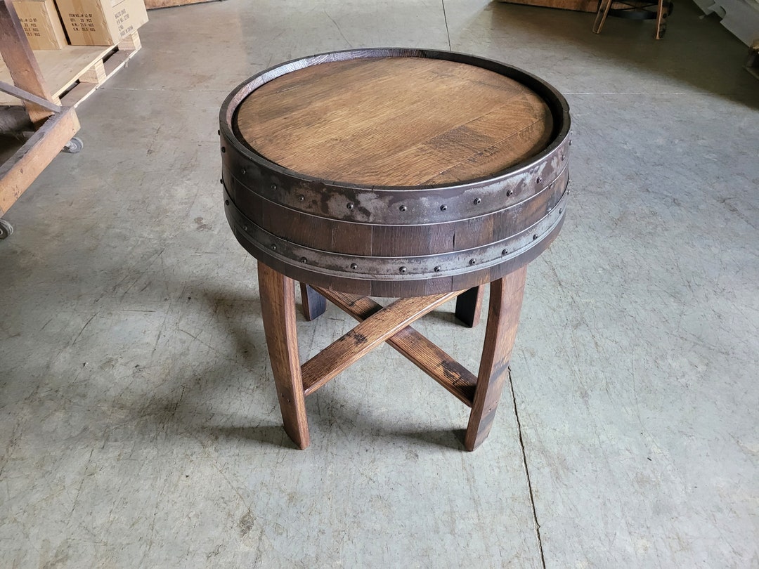 Whiskey Barrel End Table With Stave Legs, Hand Built in the USA! Free ...