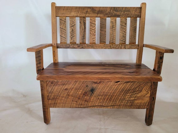 Reclaimed Barnwood Bench With Storage Free Shipping Made in - Etsy