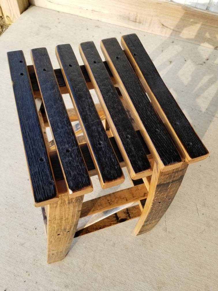 Whiskey Barrel Stave Bar Stools backless Made Entirely of - Etsy