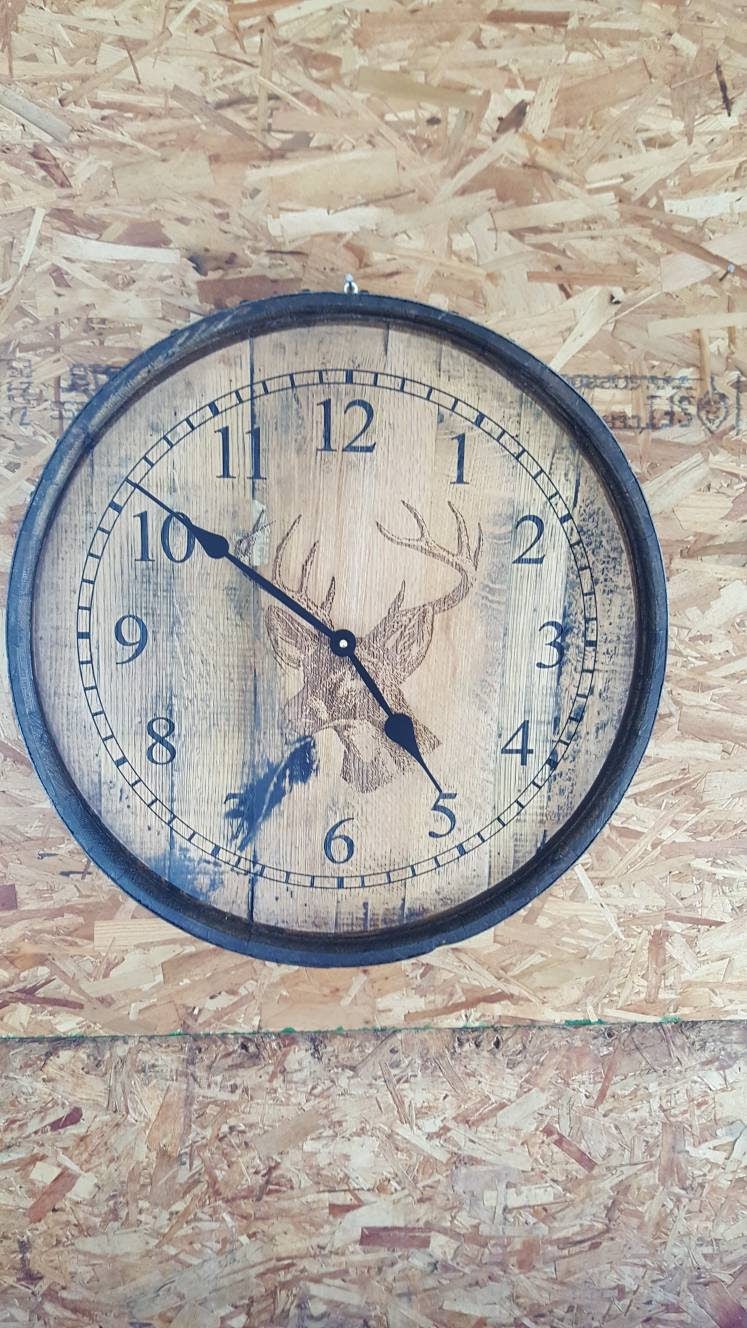 Whiskey Barrel Clock whitetail Deer - Etsy UK