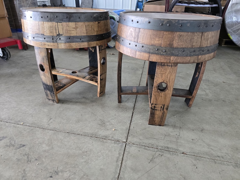 Whiskey Barrel End Table With Stave Legs Made With Authentic Barrel ...