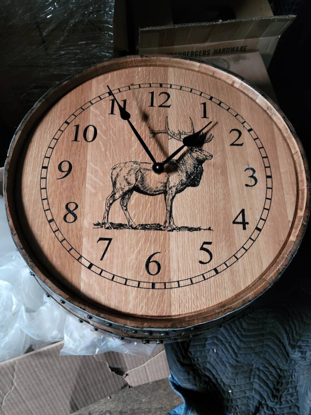 Whiskey Barrel Elk Clock, Free Shipping - Etsy