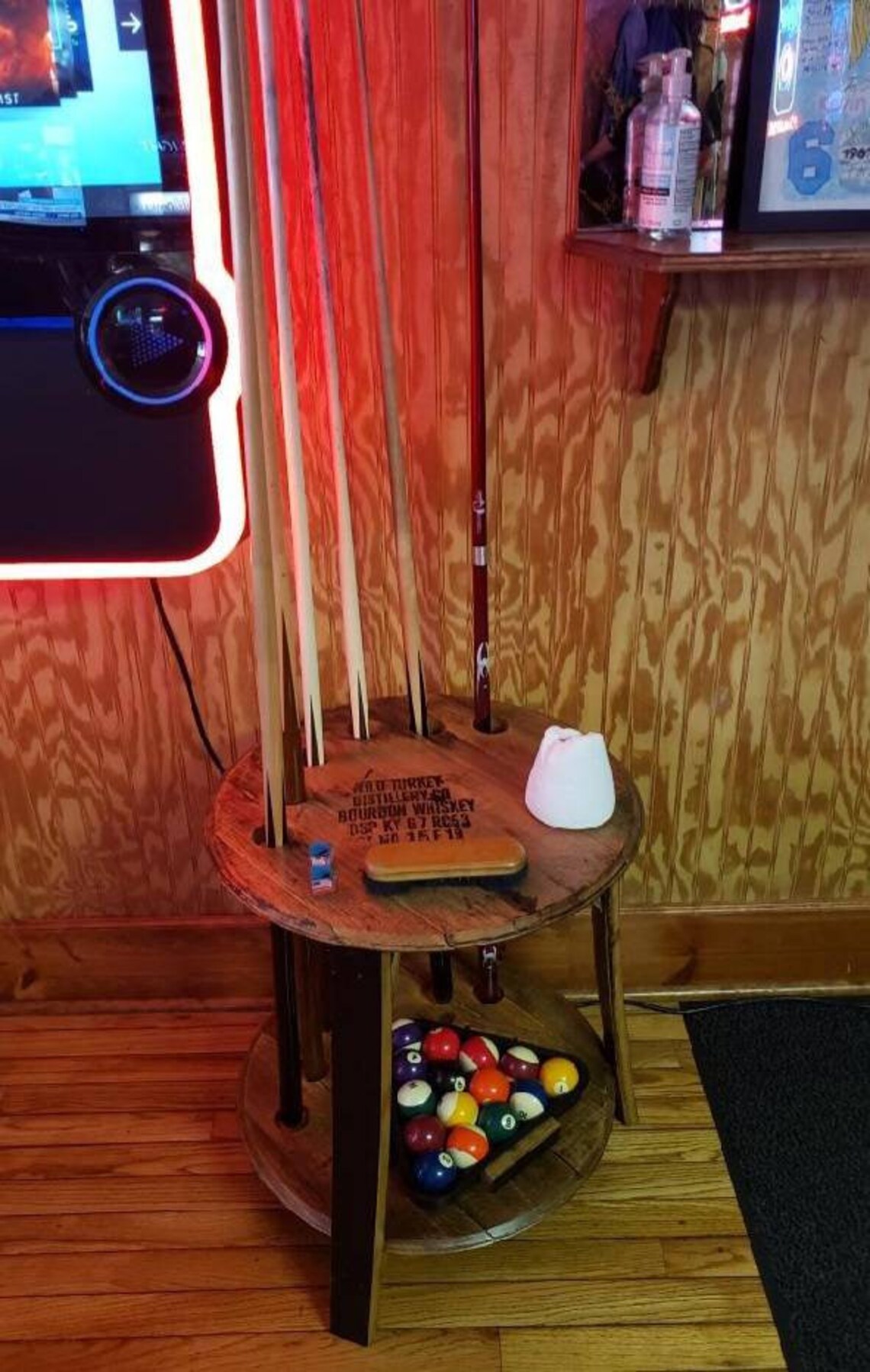 Whiskey Barrel Stave Pool Cue Rack Made With Authentic Barrel - Etsy