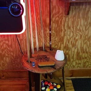 Whiskey Barrel Stave Pool Cue Rack Made With Authentic Barrel Heads and ...