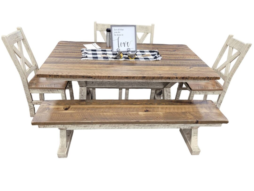 Western Railway Reclaimed Wooden Dining Table Set, Made in the U.S.A ...