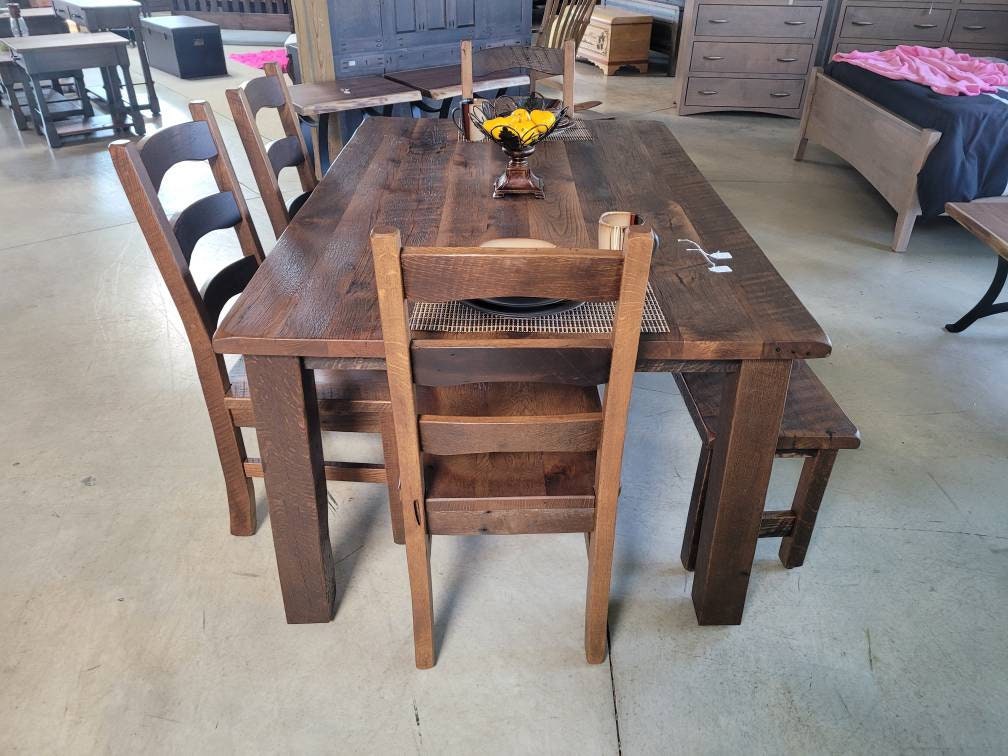 Reclaimed Pioneer Barnwood Dining Table Set Made in the - Etsy
