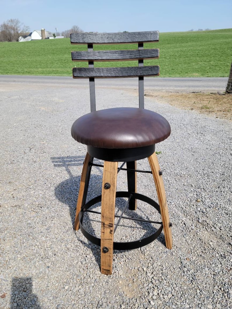 Whiskey Barrel Stave Bar Stools With Cushioned Swivel Seats - Etsy