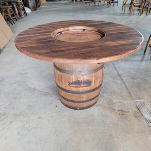 Reclaimed Barn Wood Whiskey Barrel Table Top With Glass Inlay - Etsy