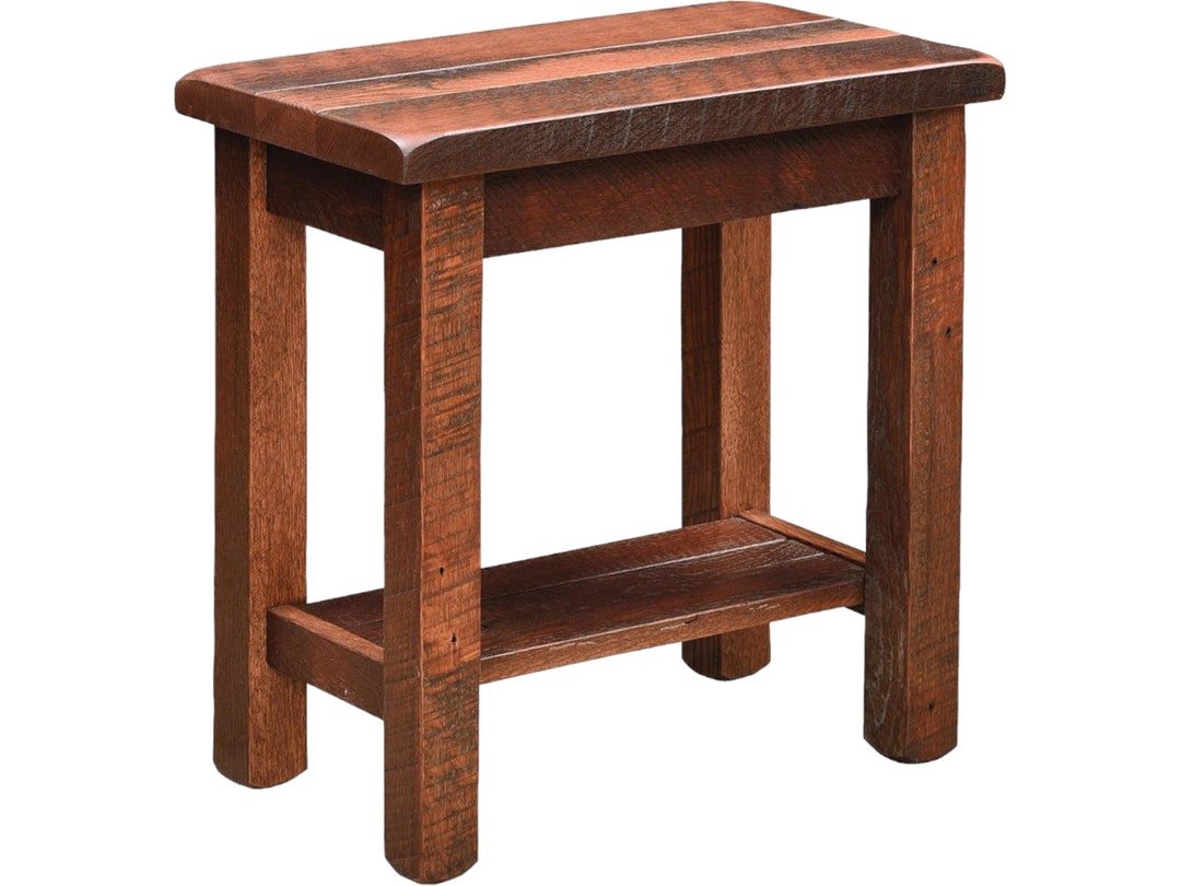 Reclaimed Barn Wood Chairside End Table With Shelf, Hand Built in the ...