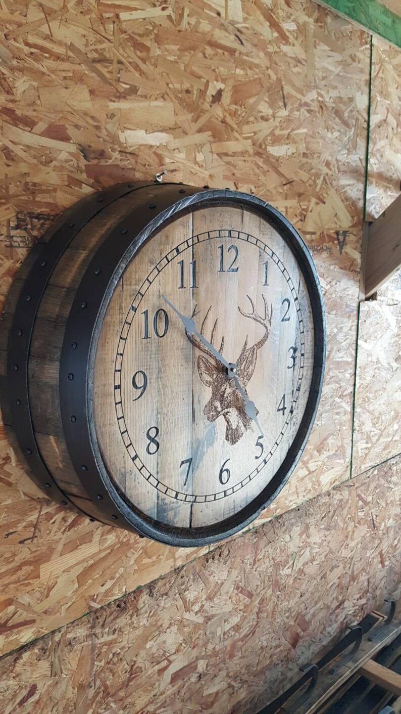 Whiskey Barrel Clock (whitetail Deer) - Etsy