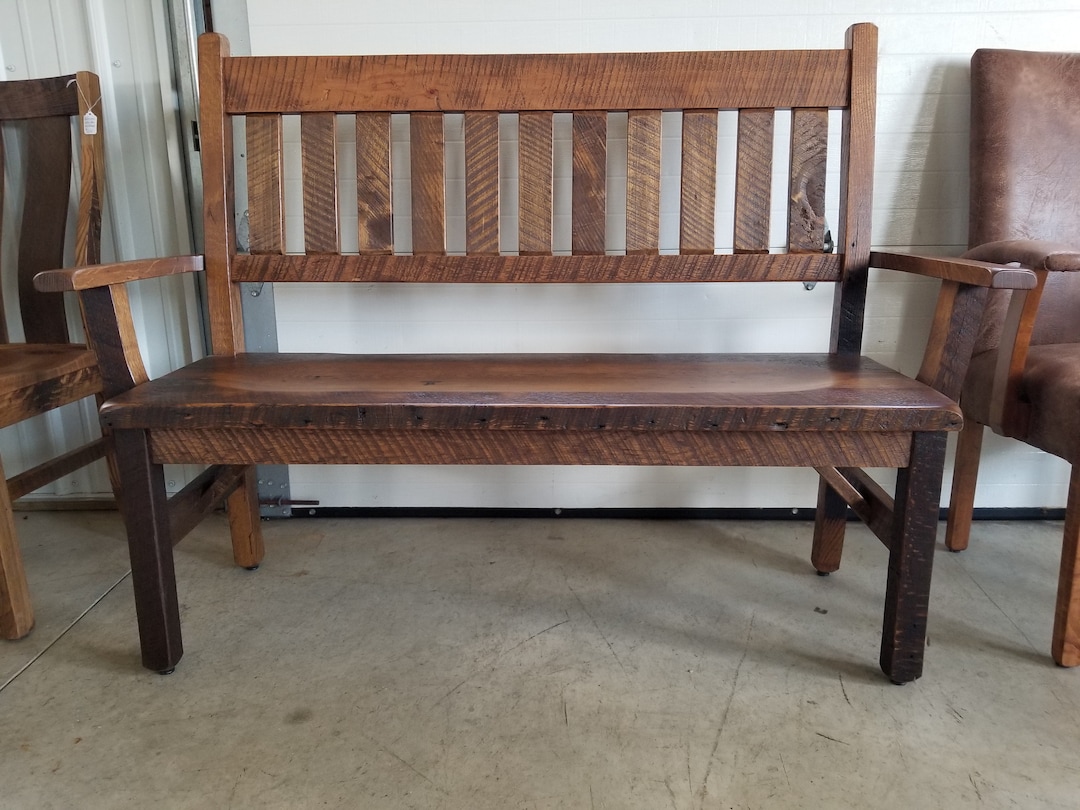 Reclaimed Barnwood Deacon's Bench - Rustic Farmhouse Style - Etsy