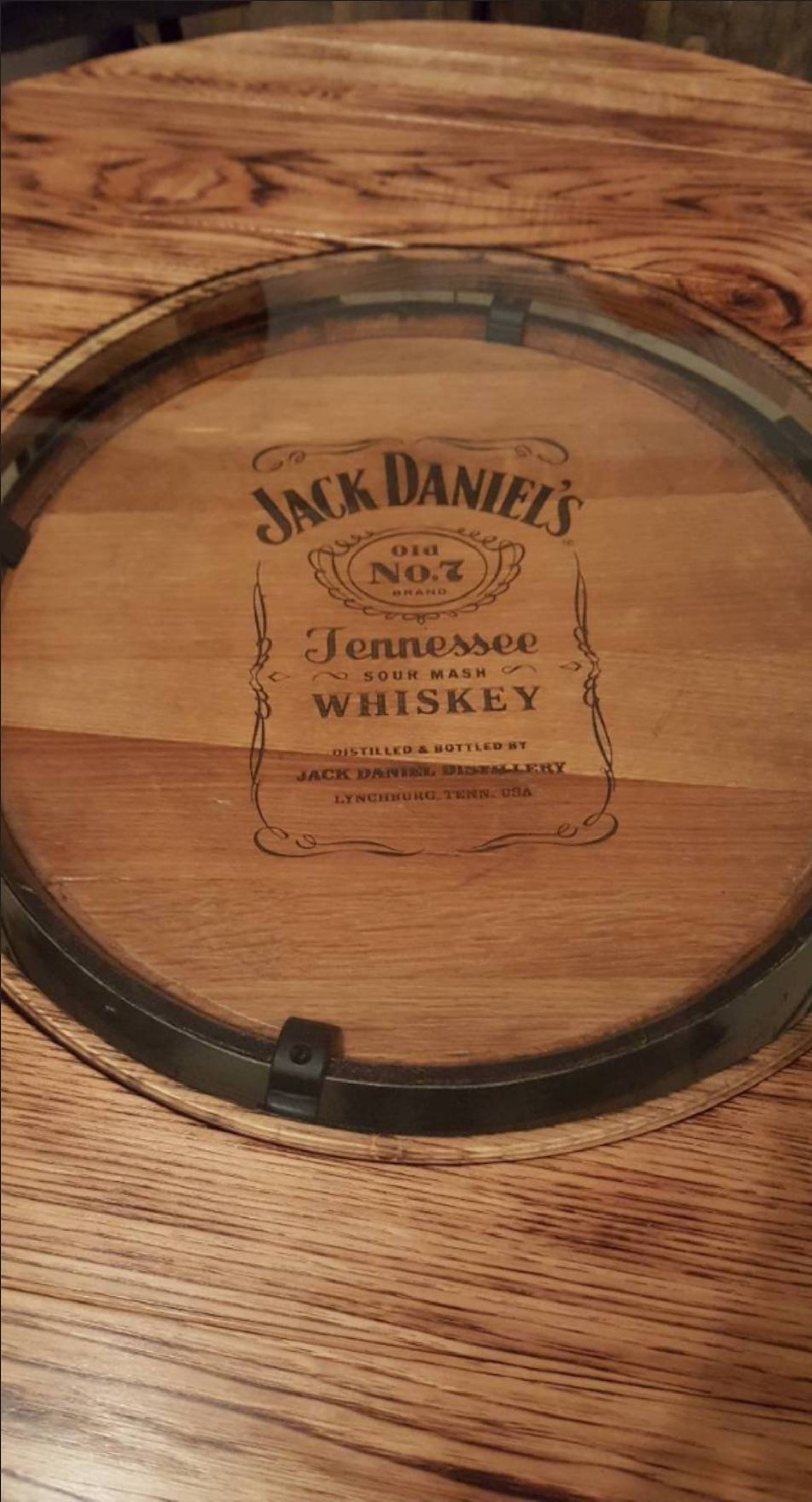 Jack Daniels® Whiskey Barrel, Table Top (48" Burnt Hickory) With Glass ...