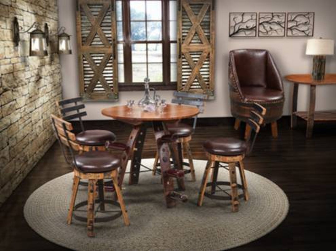 Barrel Stave Table With Quarter Sawn White Oak or Burnt Hickory Top ...